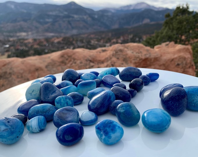 Blue Onyx Tumbled HAPPINESS STONE - Etsy