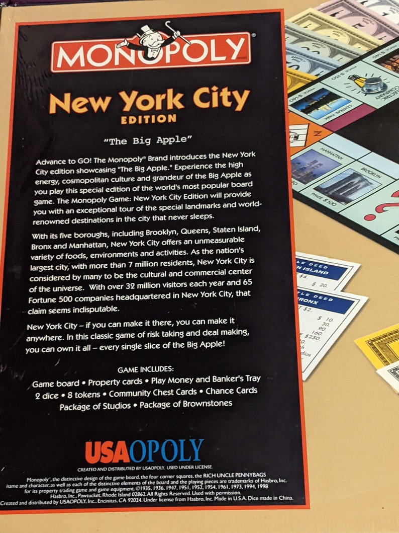 NEW YORK CITY Edition Vintage Monopoly Game. New in Box / Sealed - Etsy