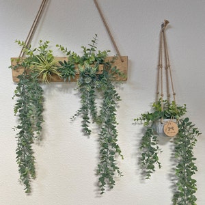 Artificial Wall Art Hanging Eucalyptus & Succulent Triangle Boho ...