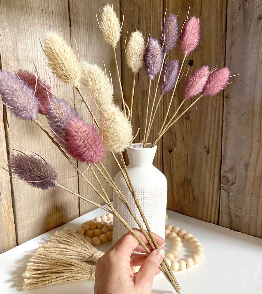Artificial Bunny's Tail Pick 14" in Cream, Pink, or Purple - Faux Hare ...