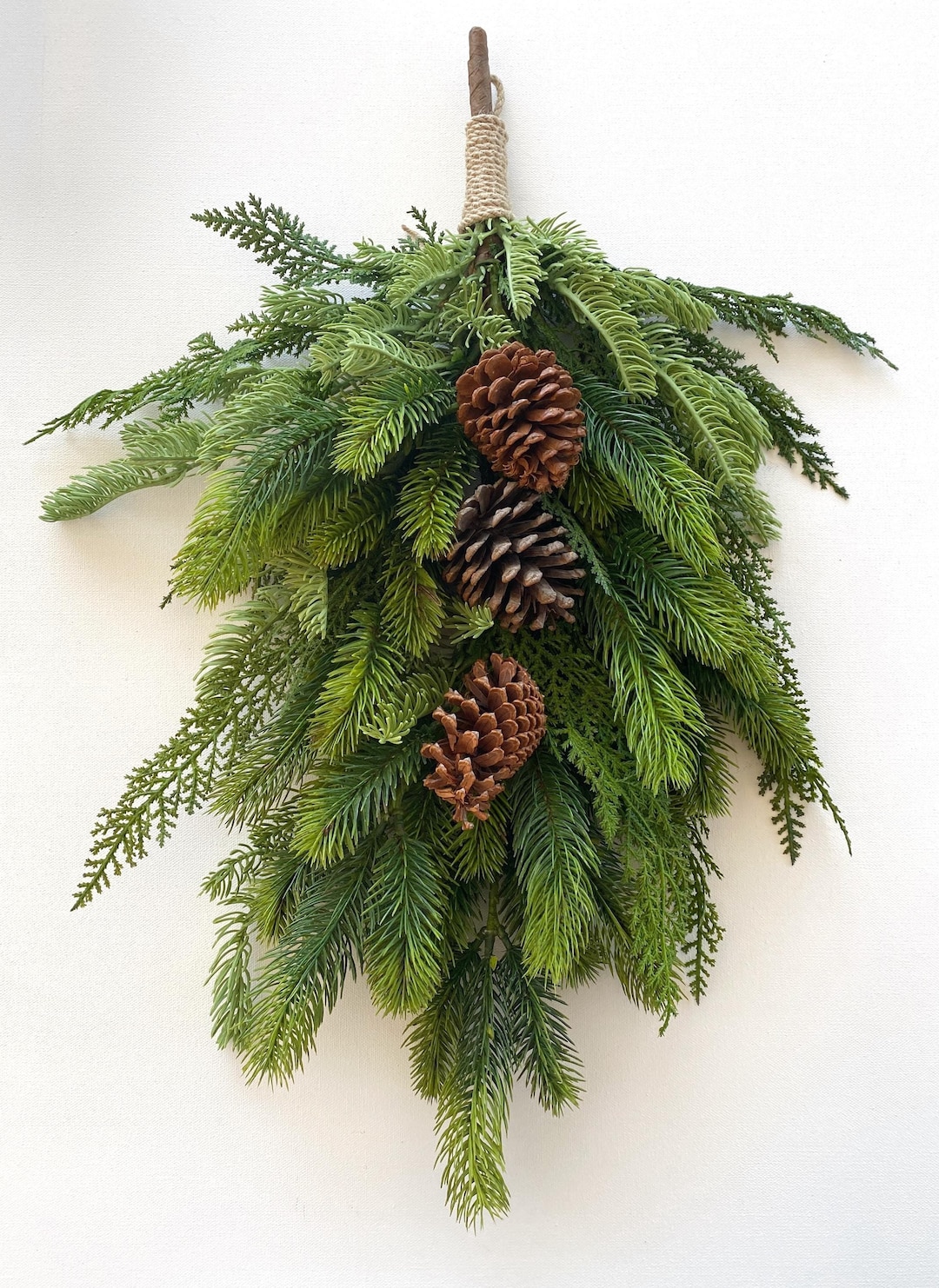 Luxury Real Touch Pine Door Swag 26" - Faux Douglas Fir, Spruce, and ...