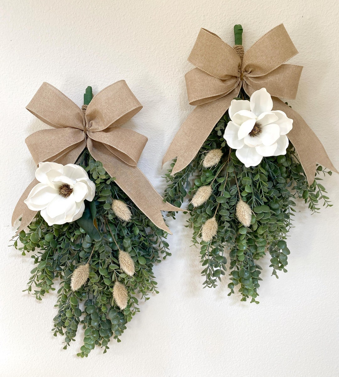 Eucalyptus & Magnolia Swag With Bunny Tails - High Quality Artificial ...