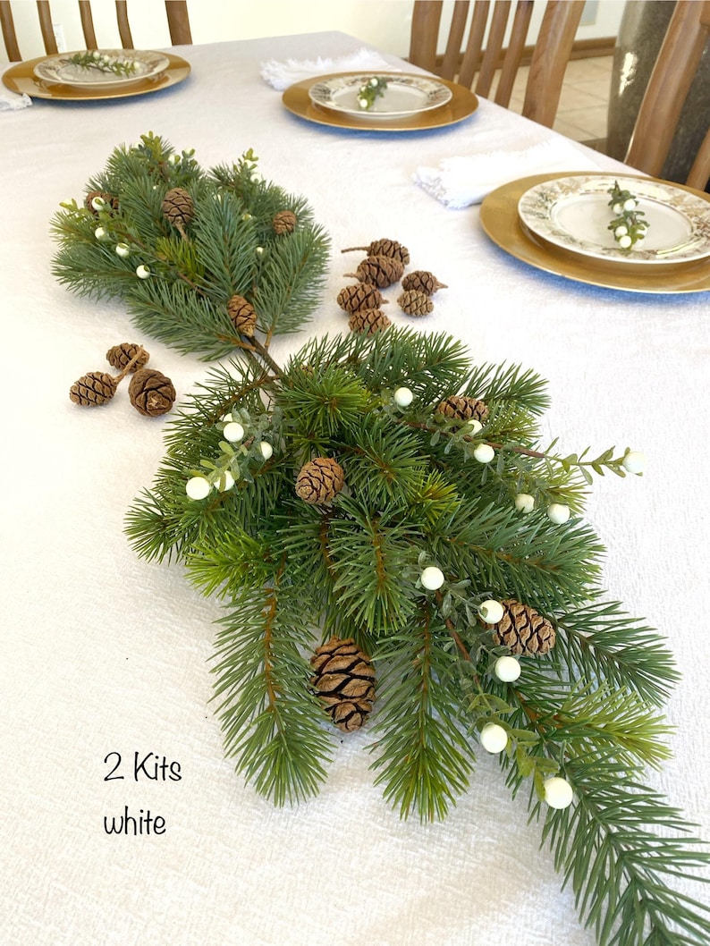 Christmas Table Decor Kit With Red, White or Gold Berries - Holiday ...
