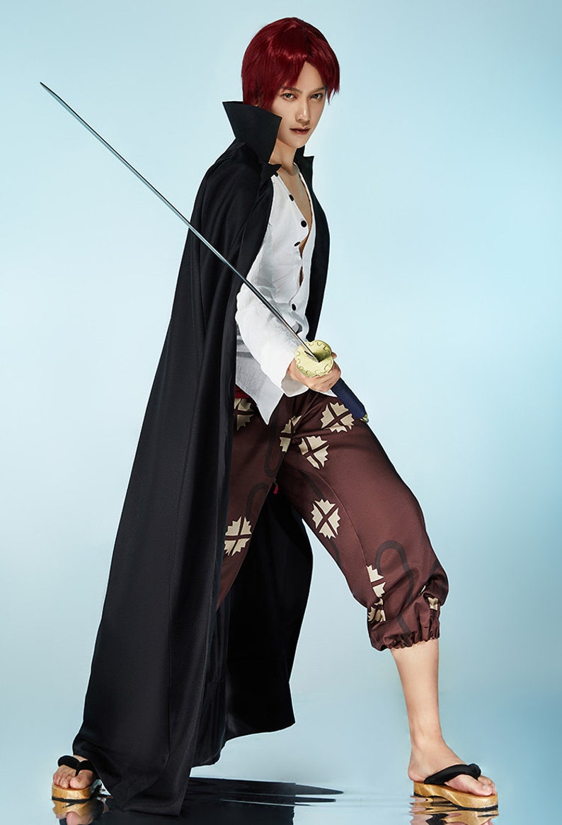 OP Red-haired Cosplay Costume Shirt Pants Set With Cloak Belt, Anime ...