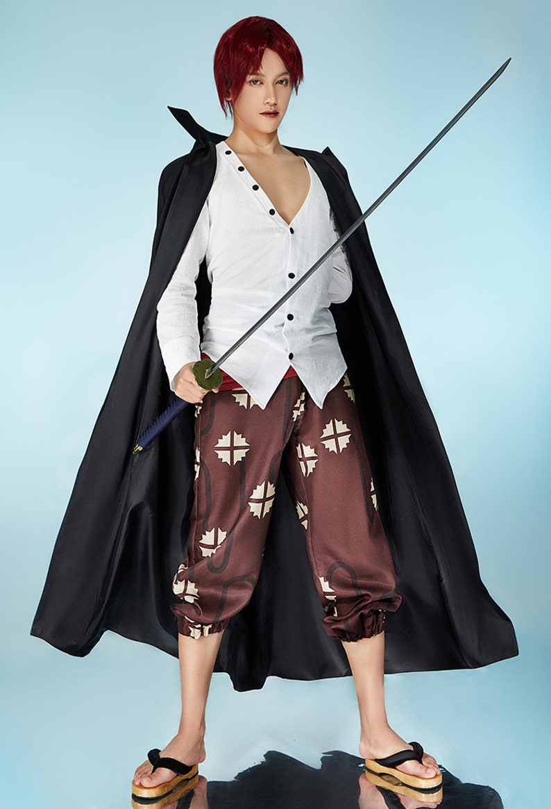OP Red-haired Cosplay Costume Shirt Pants Set With Cloak Belt, Anime ...