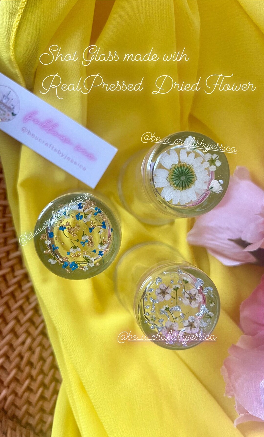Pressed Flower Shot Glassshot Glass T Wrapped Ts Flower Shot Glassshot Glasses
