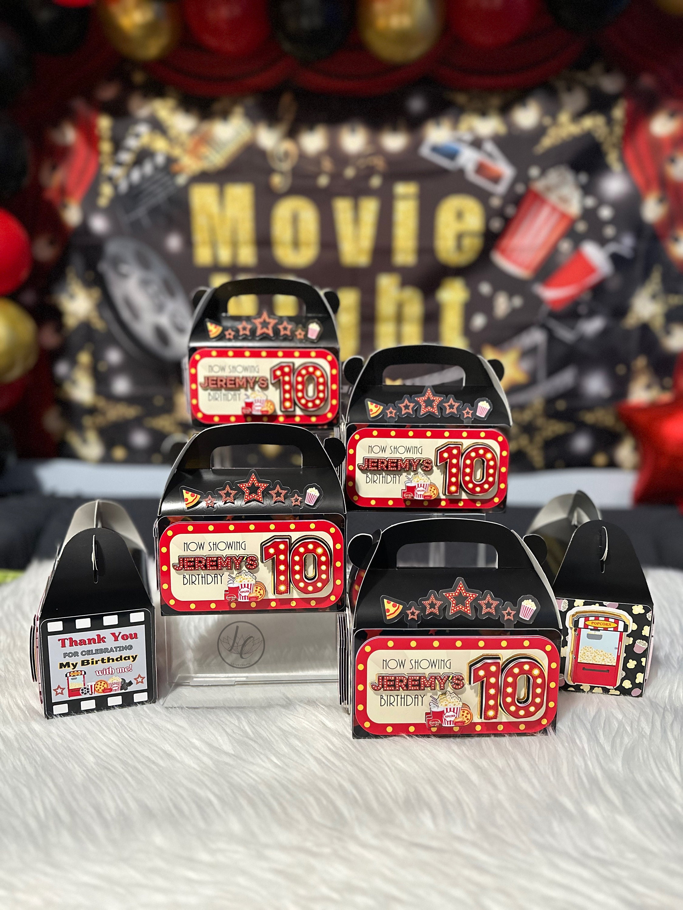 Movie Night Candy Boxes, Gable Boxes, Party Favor Boxes, Cinema Theme ...