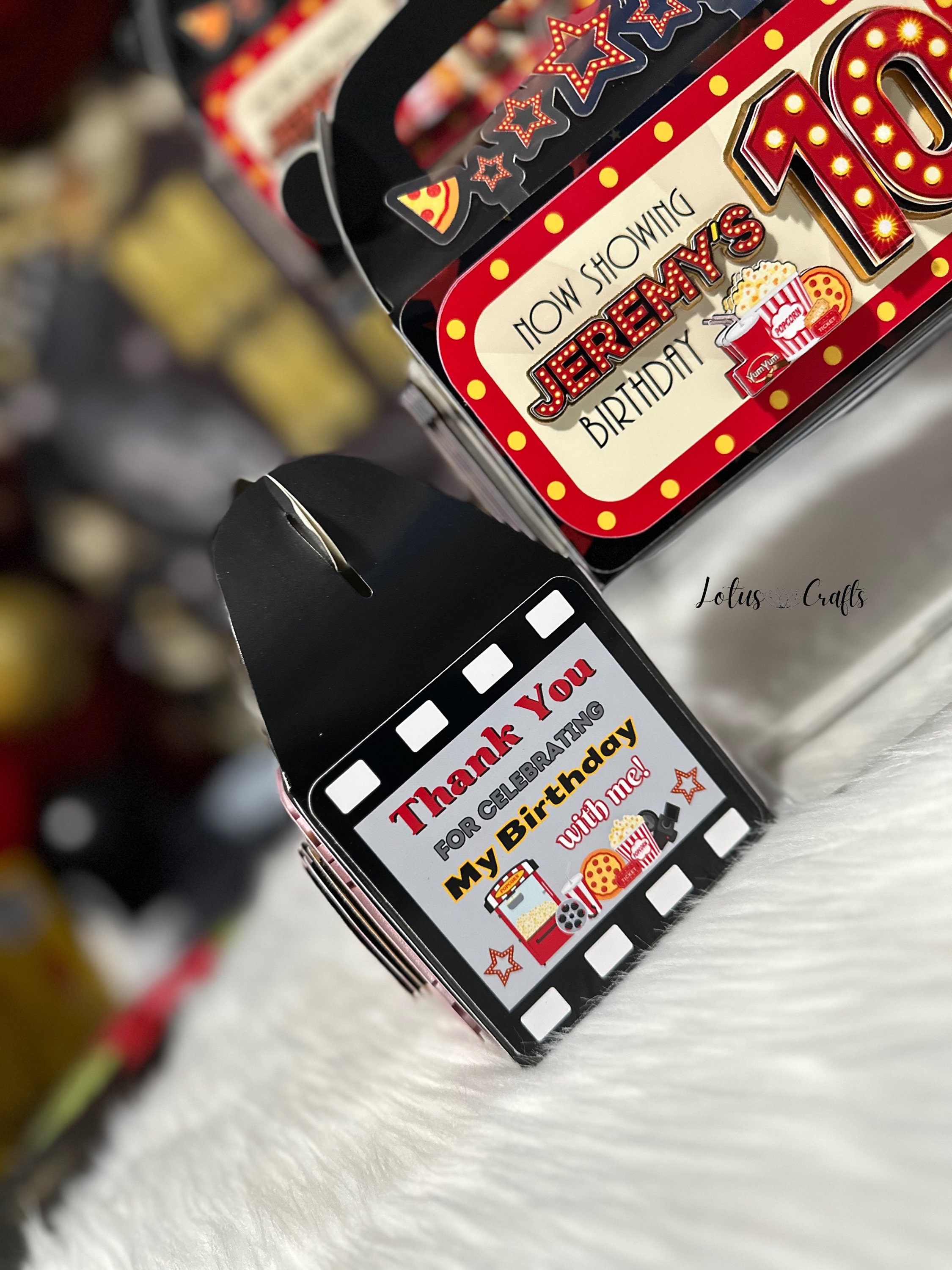 Movie Night Candy Boxes, Gable Boxes, Party Favor Boxes, Cinema Theme ...