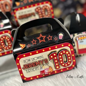 Movie Night Candy Boxes, Gable Boxes, Party Favor Boxes, Cinema Theme ...