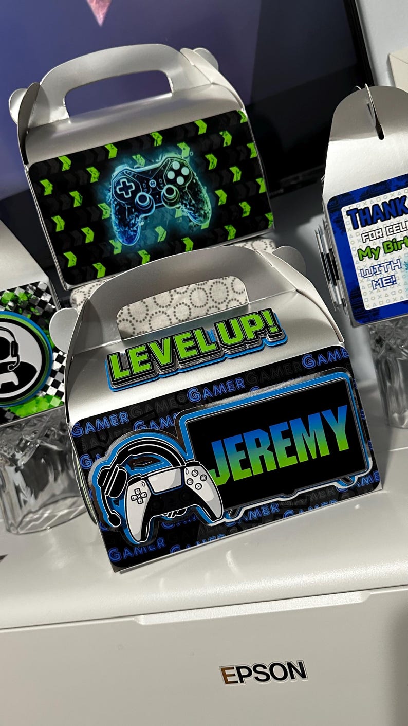 Gamer Gable Boxes, Level Up, Gaming Party, Gamer Party, Favor Boxes - Etsy