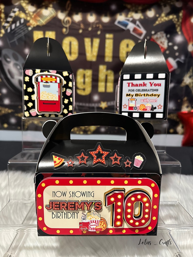 Movie Night Candy Boxes, Gable Boxes, Party Favor Boxes, Cinema Theme ...