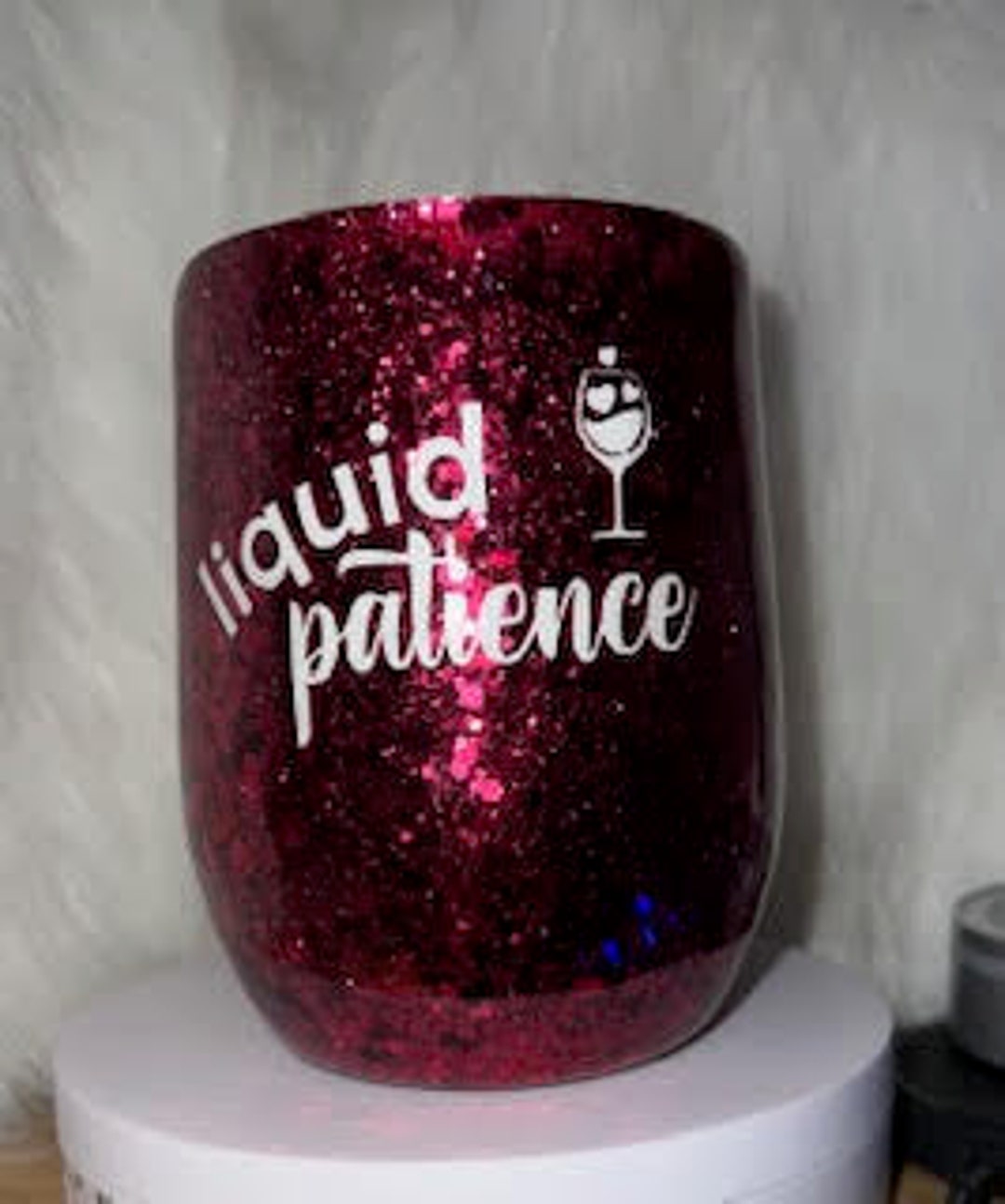 12 Oz Chunky Merlot Glitter Liquid Patience Stainless Steel Insulated