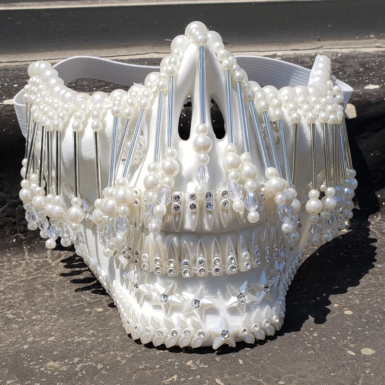 White Skull Mask,pearl Mask,rave Mask,fetival Mask,halloween Mask ...