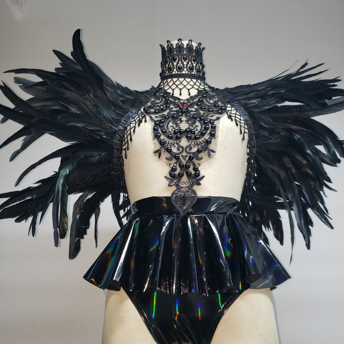 Gothic Feather Cape Festival Feather Capelet Festival - Etsy