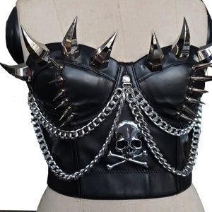 Halloween Costumes,gothic Spiked PU Leather Bustier,women Faux Leather ...