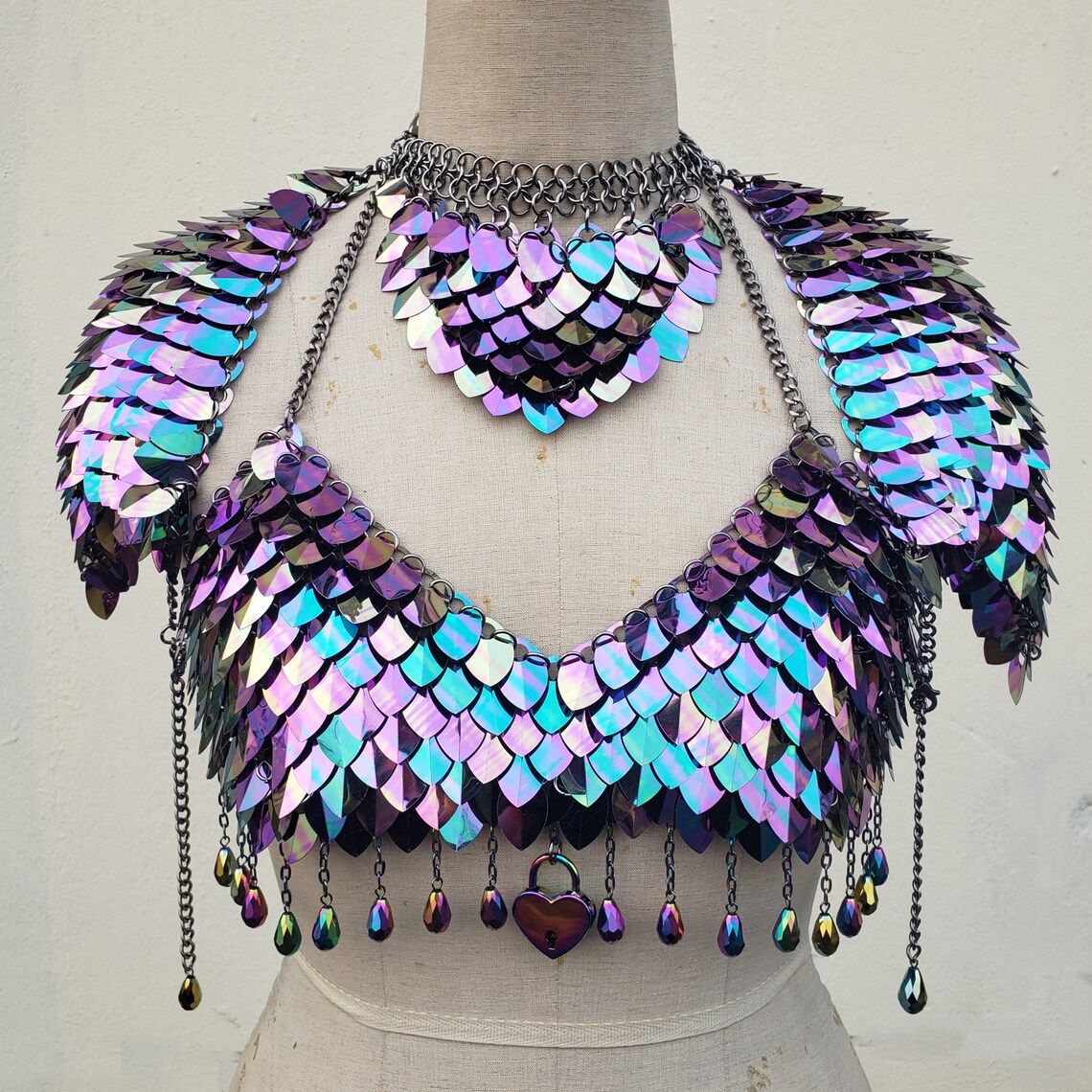 Holographic Scalemail Chainmail Harness Shoulder Pauldrons - Etsy