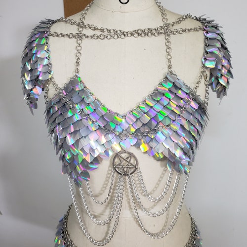 Holographic Scalemail Chainmail Harness Shoulder Pauldrons - Etsy