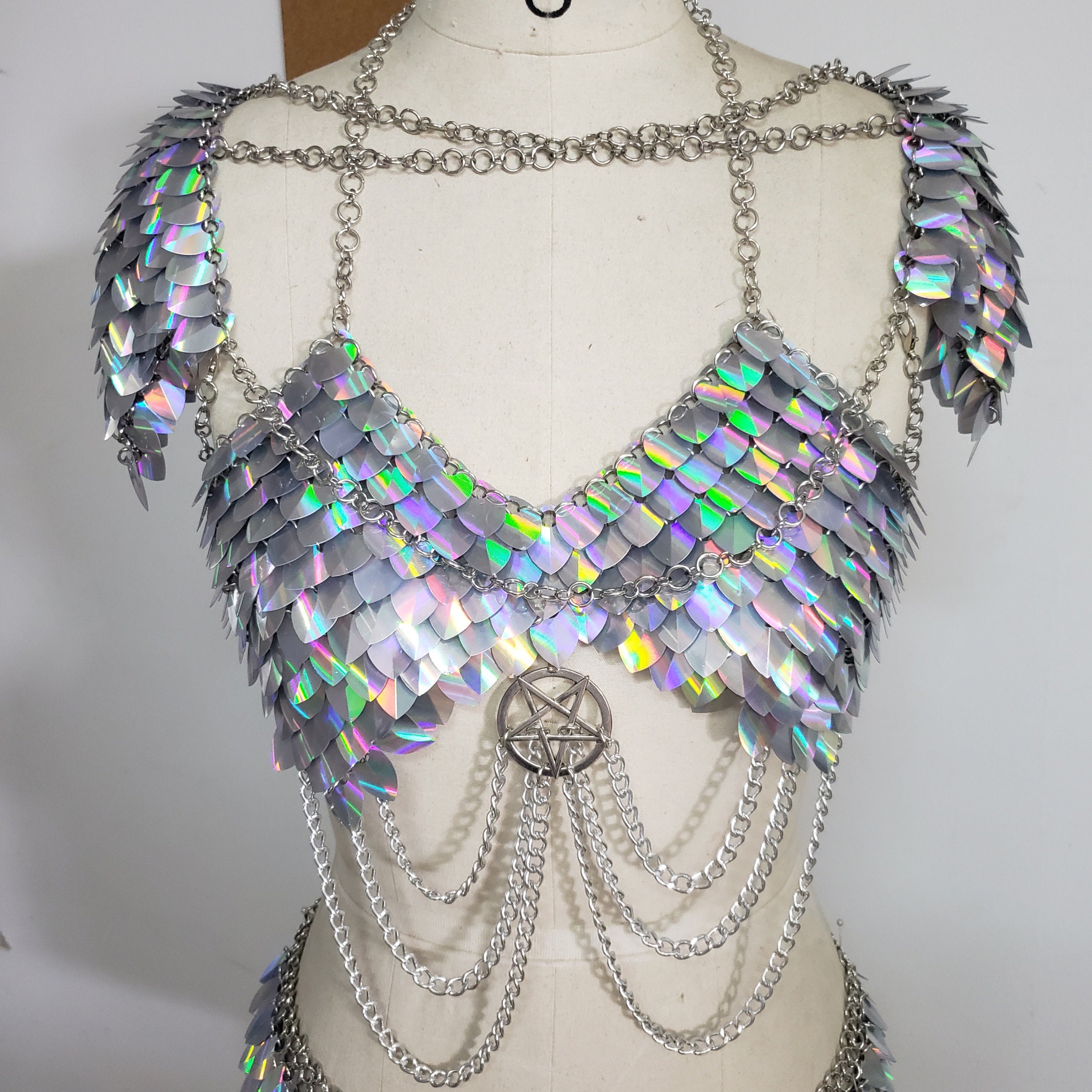 Holographic Scalemail Chainmail Harness Shoulder Pauldrons - Etsy