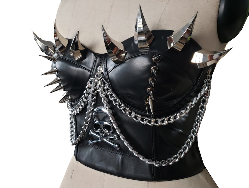 Halloween Costumesgothic Spiked PU Leather Bustierwomen Faux - Etsy UK
