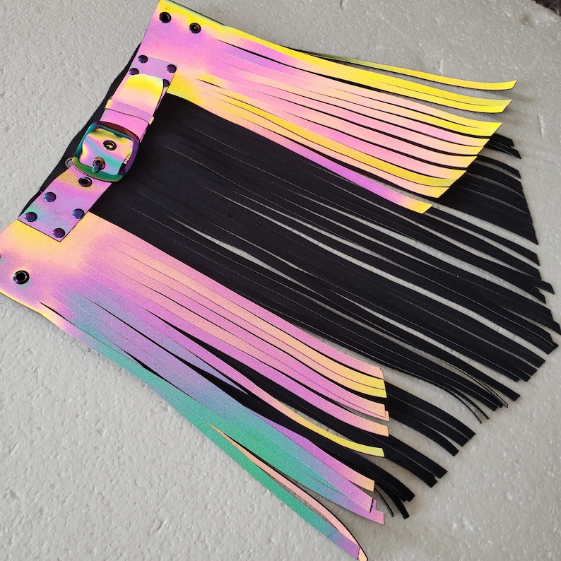 Rainbow Reflective Fringe Body Harness Setsfetish Harness - Etsy