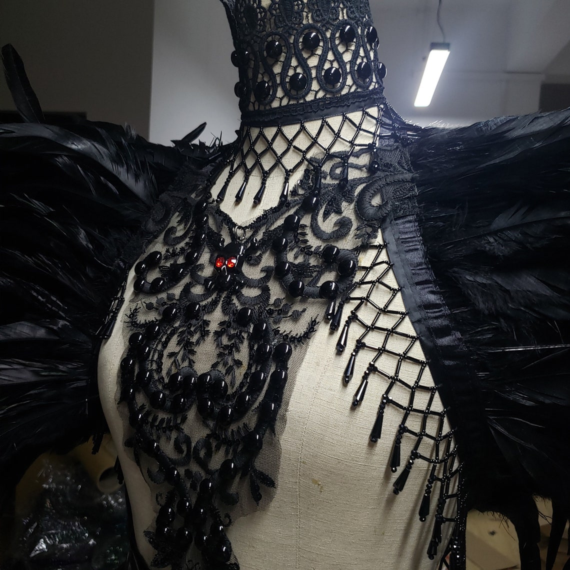 Gothic Feather Cape Festival Feather Capelet Festival - Etsy