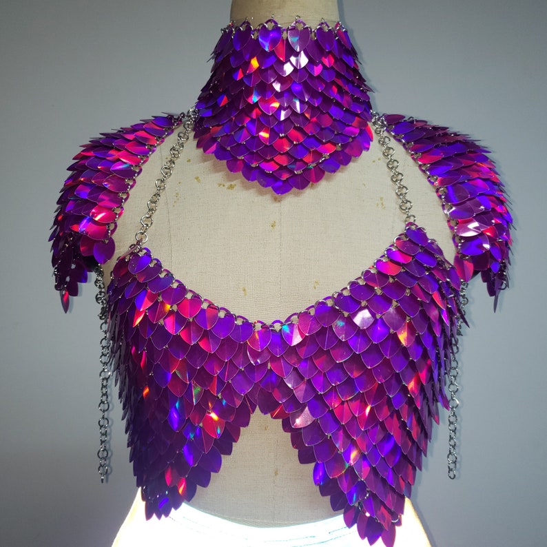 Holographic Pink Scalemail Chainmail Shoulder Pauldrons Pieces - Etsy