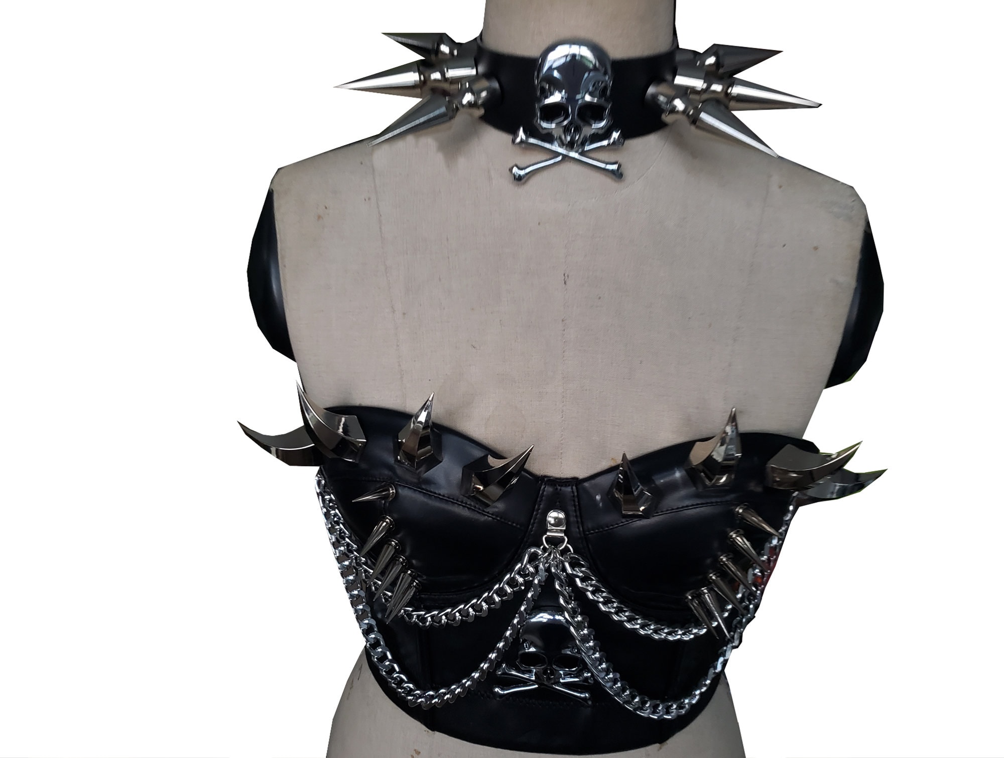Halloween Costumesgothic Spiked PU Leather Bustierwomen Faux - Etsy UK