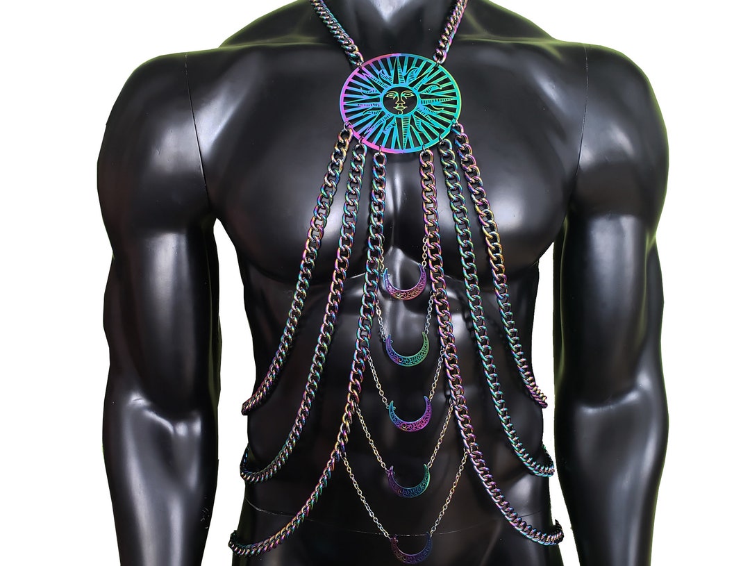 Rainbow Body Chain Men Chest Harness, LGBTQ Pride Outfit,rave Harness ...