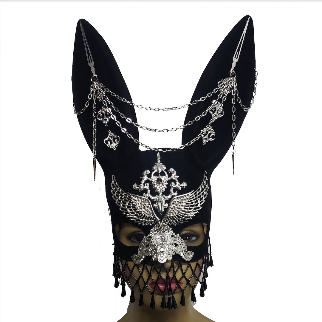 Black Bunny Mask,rave Mask,fetish Rabbit Mask,sexy Masquerade,halloween ...