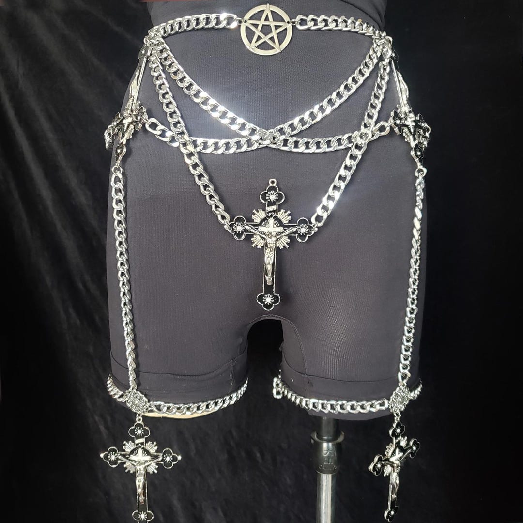 Gothic Legs Harness Chain，goth Cross Thigh Body Chain,festival Rave ...