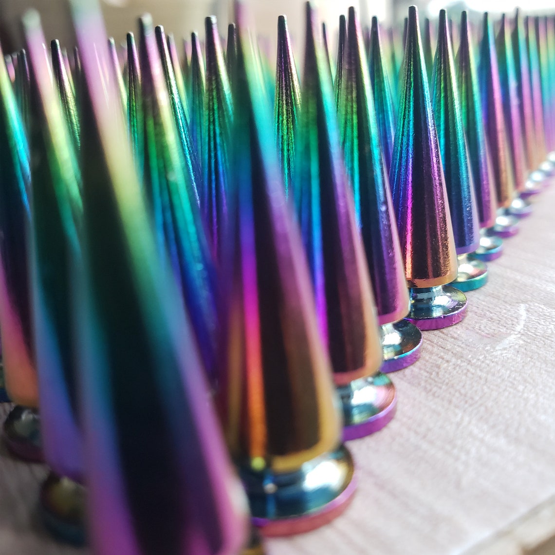 50pcs Rainbow Brass Tree Spikes Studs: Leathercraft Accessories - Etsy