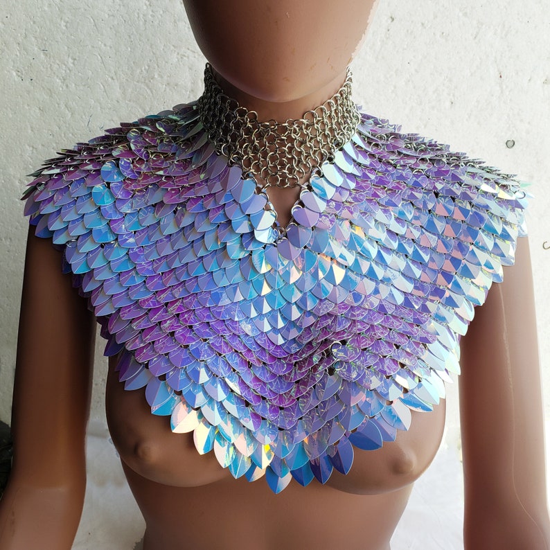 Iridescent Scalemail Chainmail Cape Shoulder Scalemaille Scale - Etsy