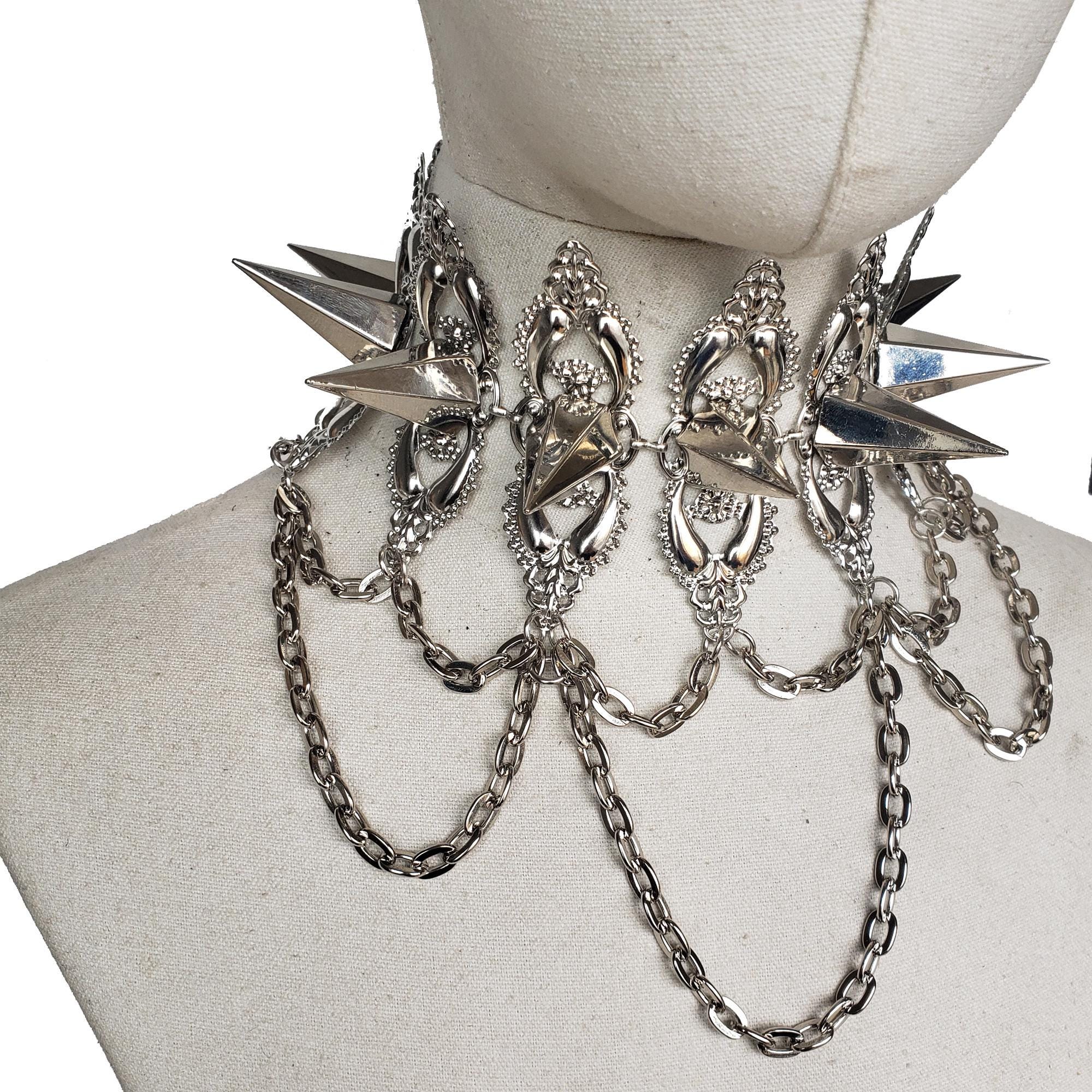 Metal Filigree Gothic Choker ,spike Choker,goth Necklace,vintage ...