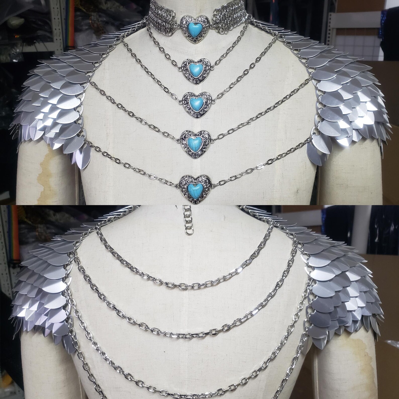 Scalemail Chainmail Harness Shoulder Pauldrons Pieces Vintage Heart ...
