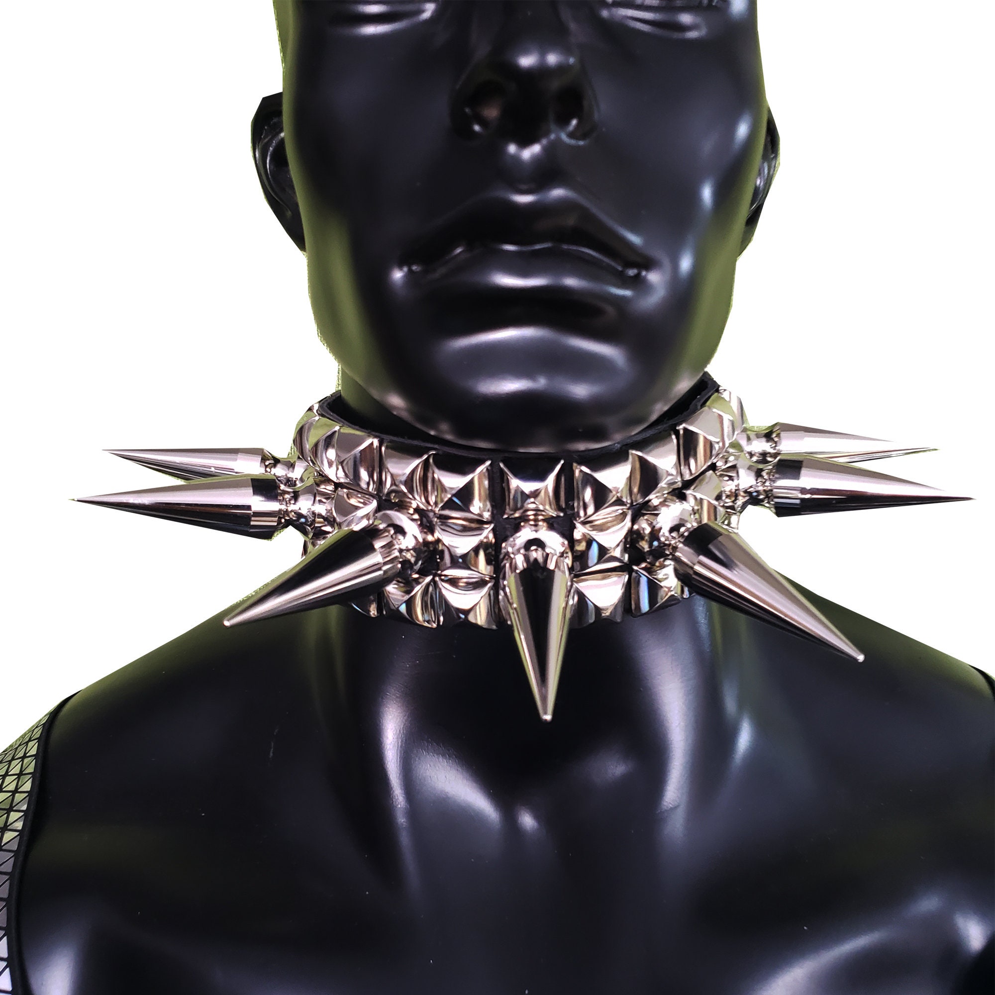 Huge Spike Pyramid Studs Choker Collar Drag Queen Accessories gothic Extreme Spikes Cyber Punk alternative goth rave Choker Etsy