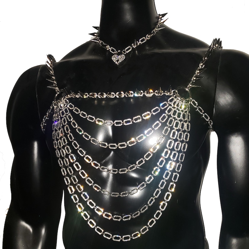 Rhinestone Luxy Body Chain Spike Men Chest Harnessgay Outfit - Etsy Sweden
