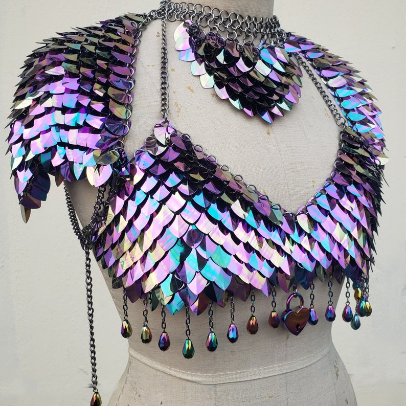 Holographic Scalemail Chainmail Harness Shoulder Pauldrons - Etsy