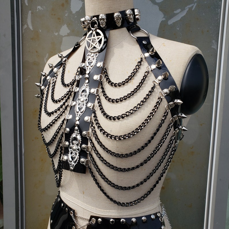 Chest Chain Harness PVC Harness With Skull Choker Skeleton - Etsy