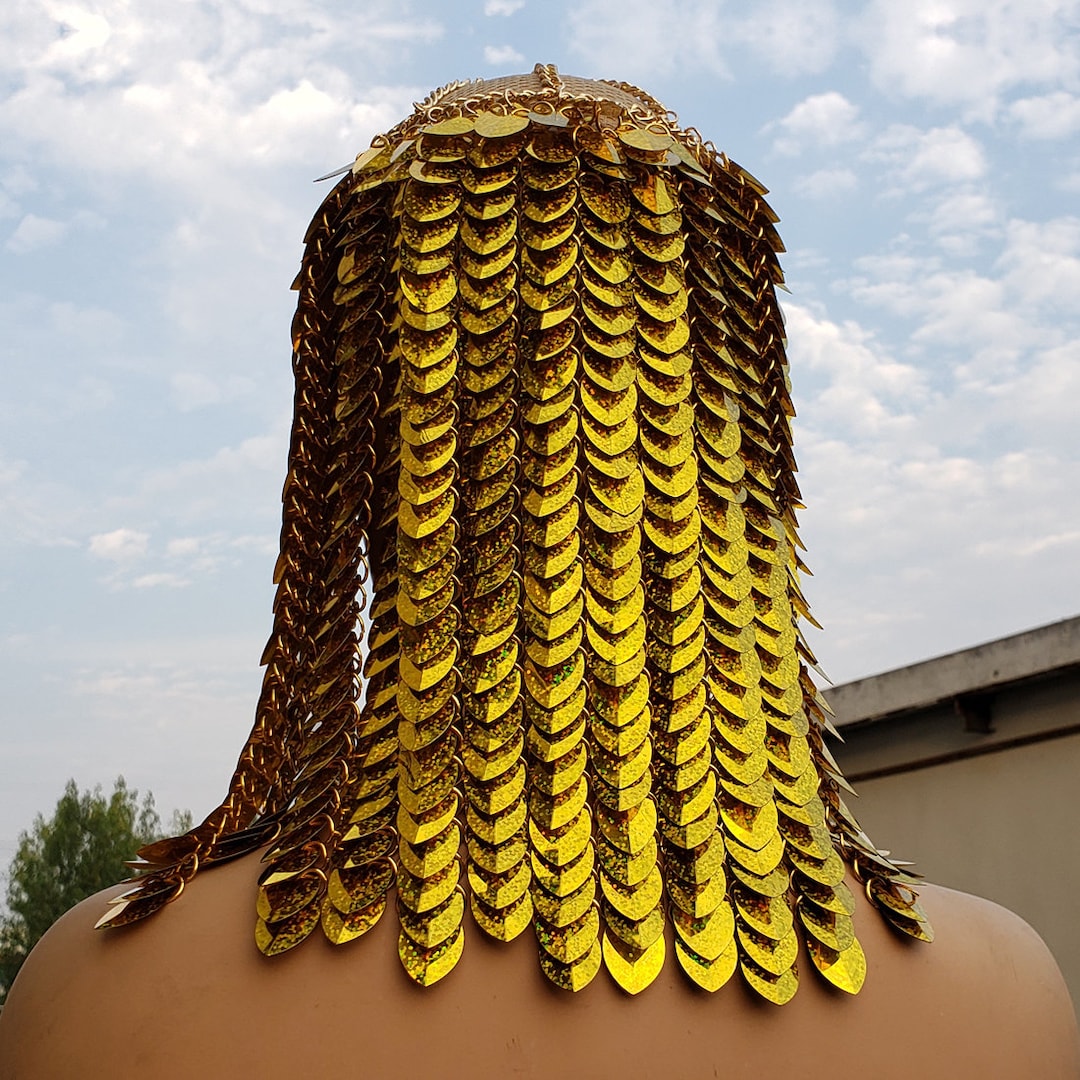 Holographic Scalemail Chainmail Performance Headpiece,scalemail Wigs ...