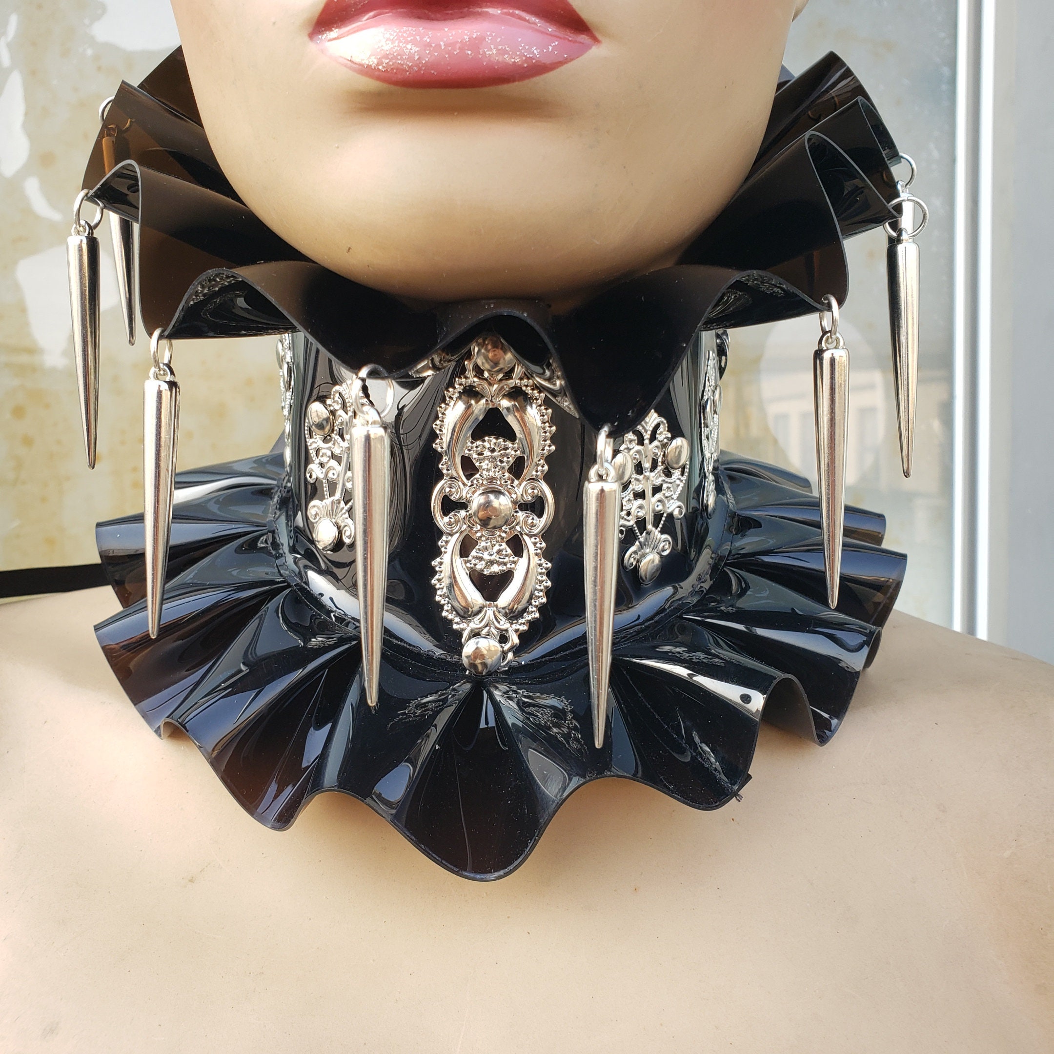 PVC Gothic Posture Collar,corset Collar,fetish Collar,lace up Collar ...