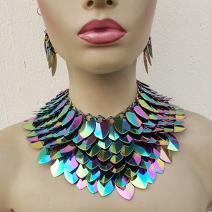Iridescent Rainbow Alloy Scalemail Choker Collar ,dragon Scale ...