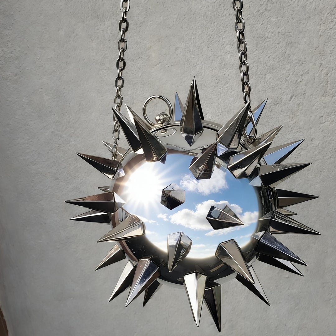 Flail Morning Star Mace Crossbody Bag Spiked Mirror Acrylic Ball ...