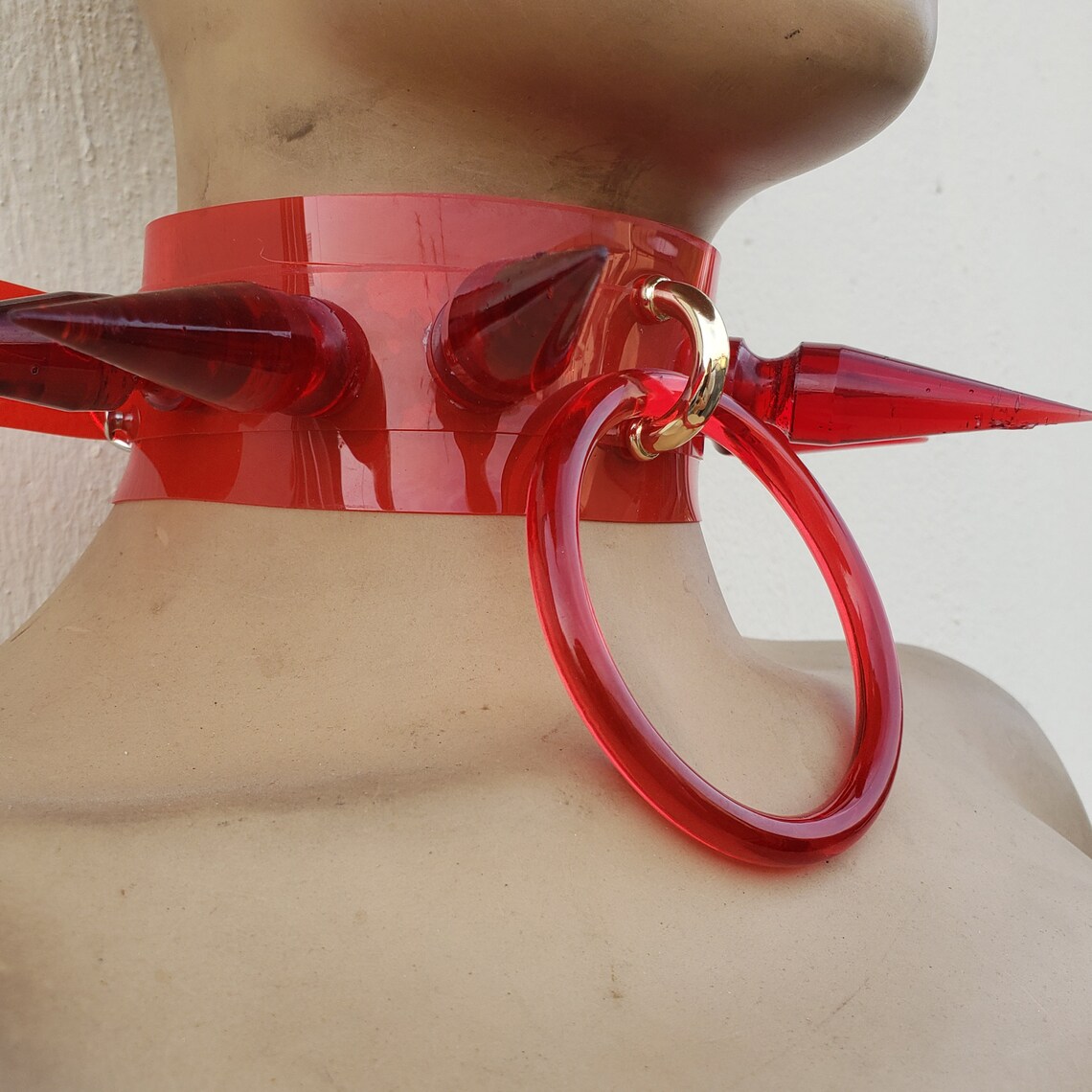 Handmade Extreme Spike Red PVC Choker Collar ,gothic, Punk ,alternative ...