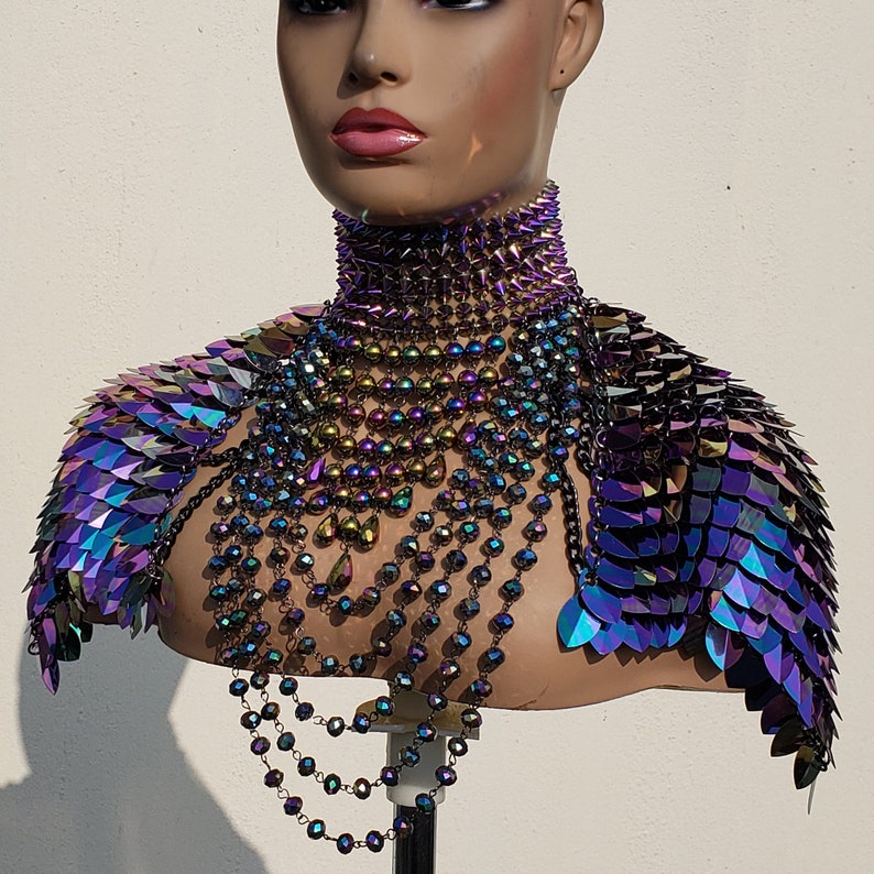 Black Scalemail Chainmail Harness Shoulder Pauldrons Pieces - Etsy