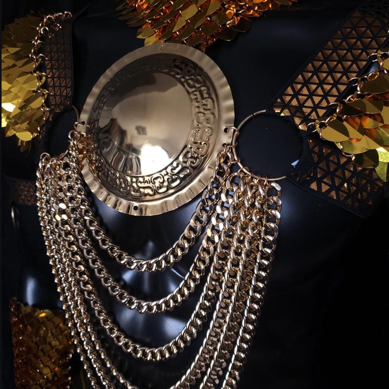 Gold Scalemail Chest Harness: Burning Man Costume, LGBT Pride Outfit - Etsy