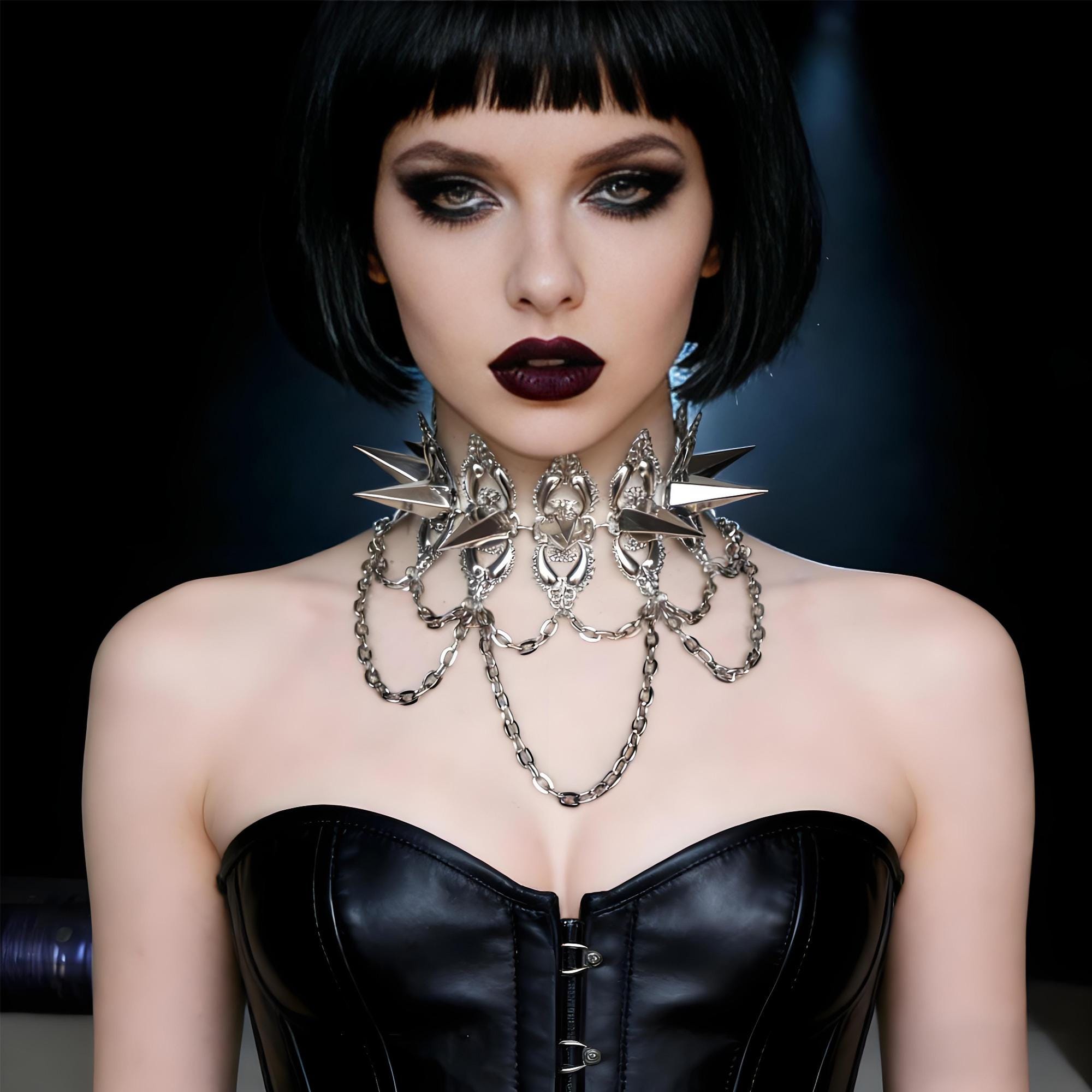 Metal Filigree Gothic Choker ,spike Choker,goth Necklace,vintage ...