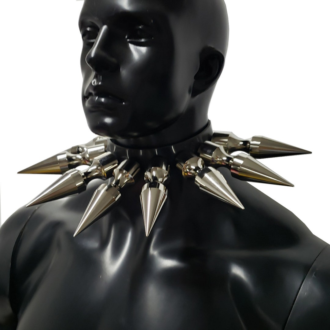 Handmade Large Spiked Black Rubber Choker Collar ,gothic Extreme Spikes, Cyber Punk ,alternative ...