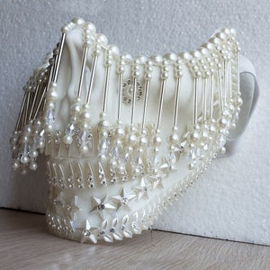 White Skull Mask,pearl Mask,rave Mask,fetival Mask,halloween Mask ...