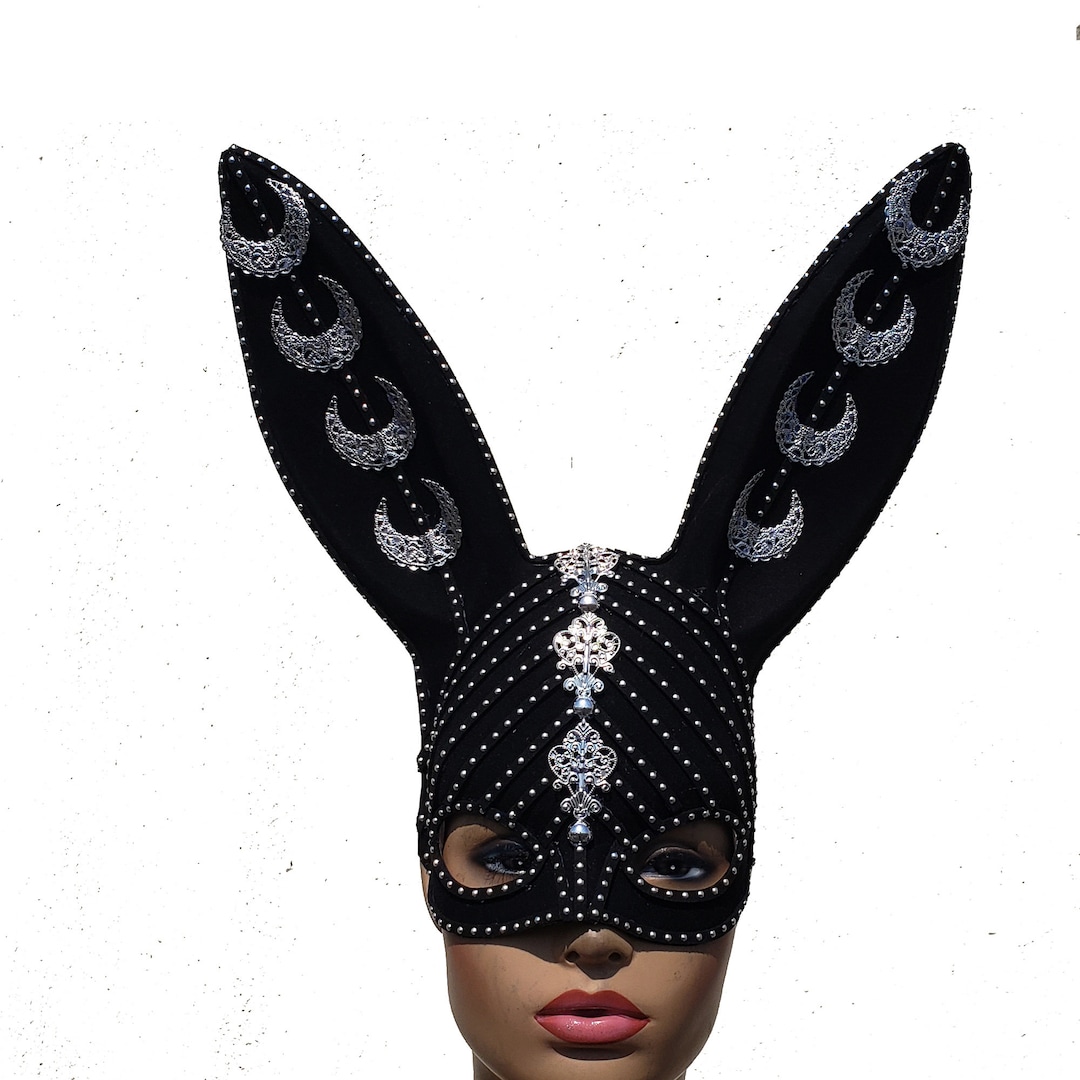 Stud Bunny Mask,rave Mask,fetish Rabbit Mask,sexy Masquerade,halloween ...