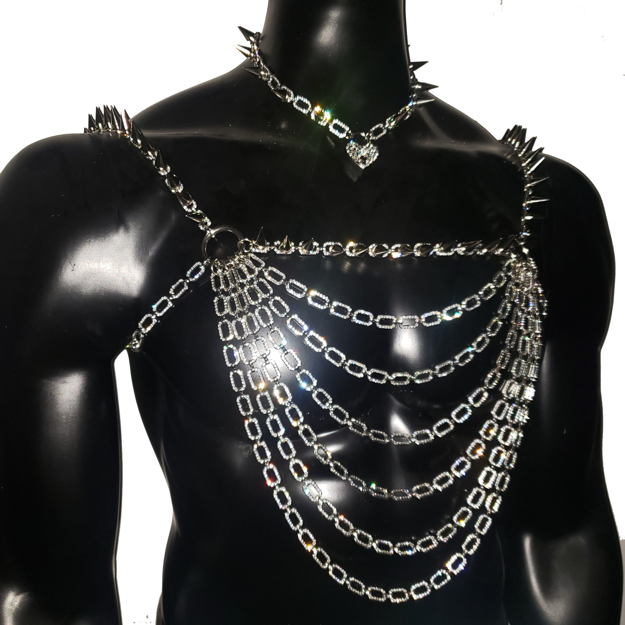 Rhinestone Luxy Body Chain Spike Men Chest Harnessgay Outfit - Etsy Sweden